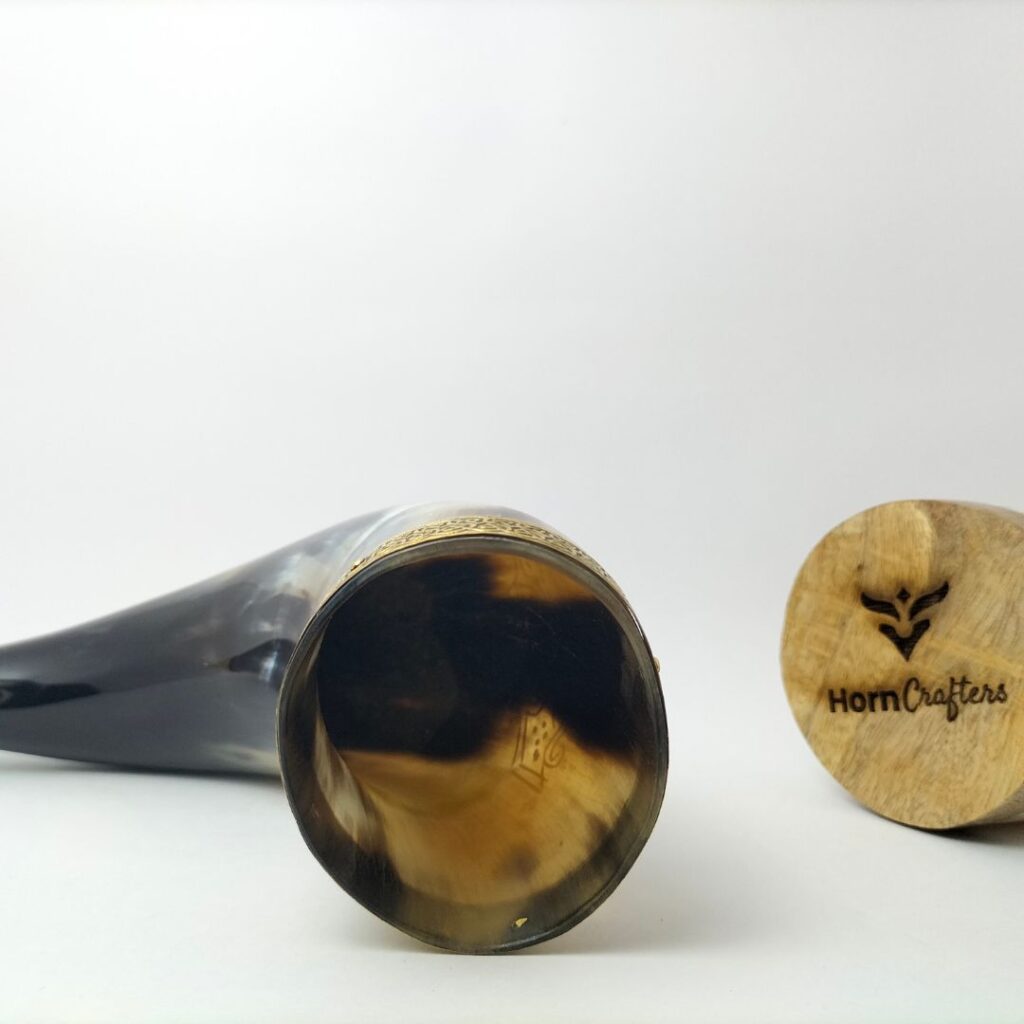 Viking Drinking Horn with Brass Rim and Tip - Horn Crafters
